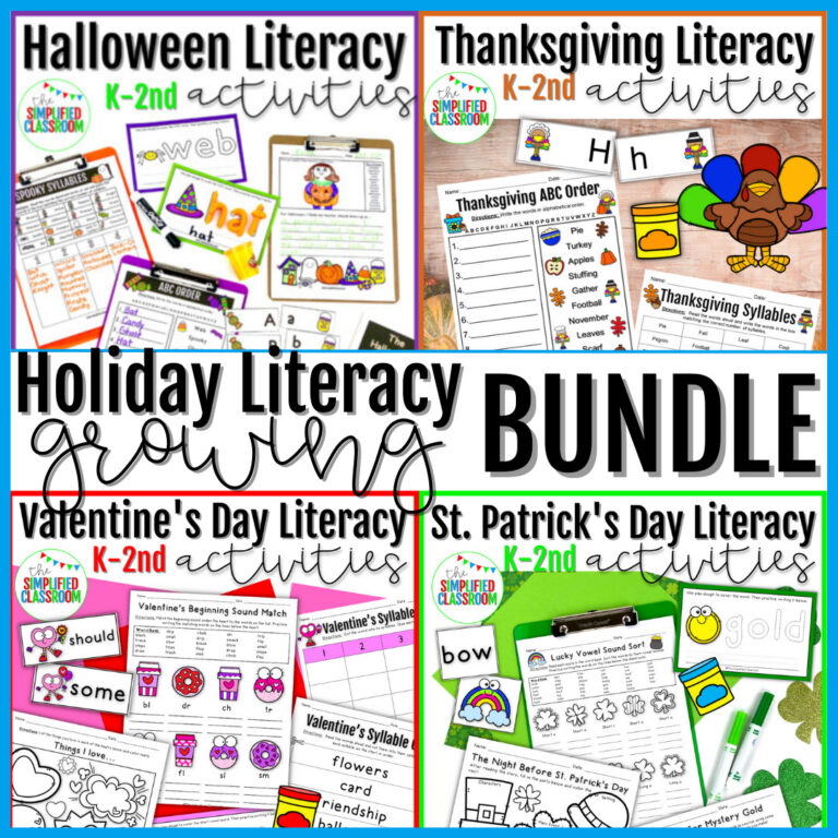BUNDLE of Holiday Literacy Activities for Kindergarten First or Second ...