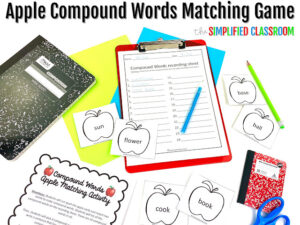 Apple Compound Words Free Matching Game - The Simplified Classroom
