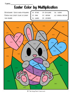 Easter Color by Code Multiplication Worksheets for 2nd 3rd - The ...