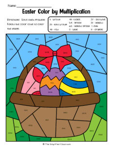 Easter Color by Code Multiplication Worksheets for 2nd 3rd - The ...