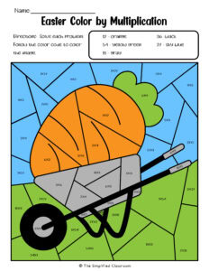 Easter Color by Code Multiplication Worksheets for 2nd 3rd - The ...