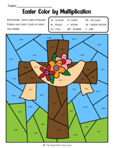 Easter Color by Code Multiplication Worksheets for 2nd 3rd - The ...