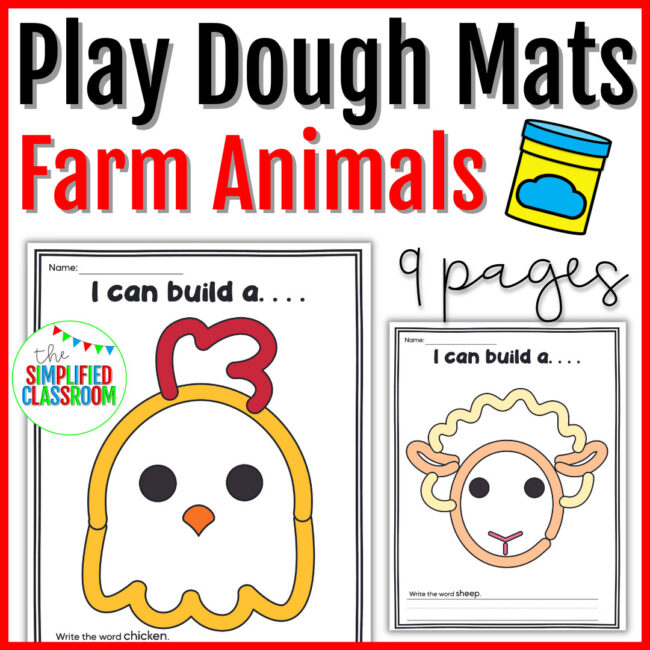 Farm Animal Play Dough Mats for Fine Motor FUN - The Simplified Classroom