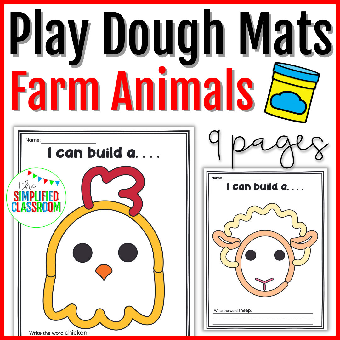 Farm Animal Play Dough Mats for Fine Motor FUN - The Simplified Classroom