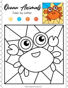 Ocean Animals Literacy Color by Code Capital Uppercase Letters - The ...