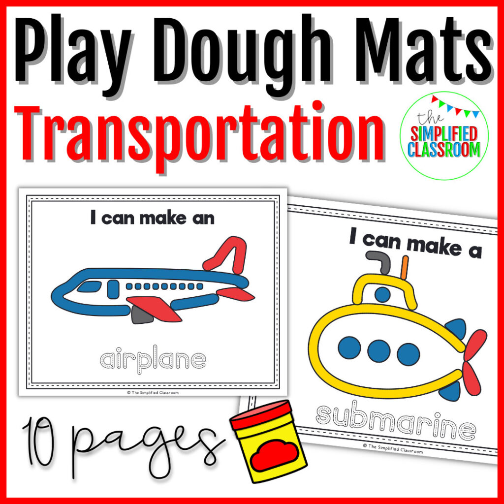 Transportation Play Dough Mats - The Simplified Classroom
