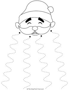 Santa Beard Fine Motor Cutting and Tracing Practice Worksheets - The ...