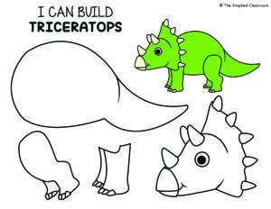 Build a Dinosaur Craft Color Cut and Paste Fine Motor Activity with ...
