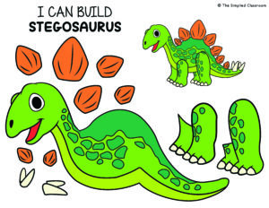 Build a Dinosaur Craft Color Cut and Paste Fine Motor Activity with ...