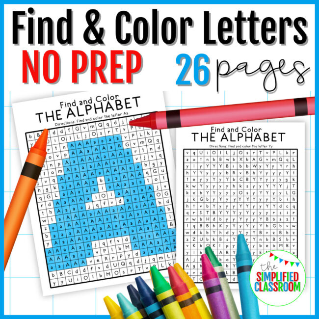 A to Z Letter Coloring Mazes NO PREP Worksheets - The Simplified Classroom