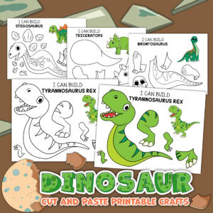 Build a Dinosaur Craft Color Cut and Paste Fine Motor Activity with ...