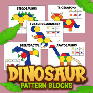 Dinosaur Theme 2D Pattern Blocks Math Center Activity for Kindergarten ...