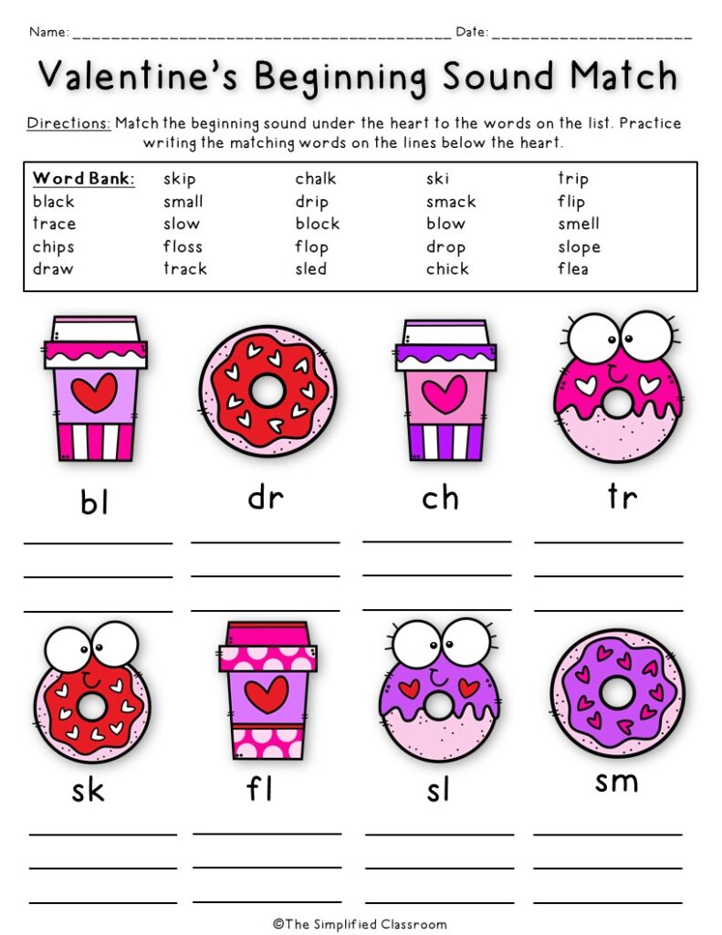 Valentines Day Literacy Activities Worksheets Play Dough and Centers ...