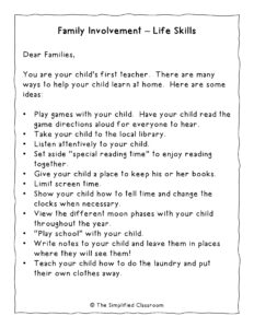 EDITABLE Family Involvement Letters Home School Connection - The ...