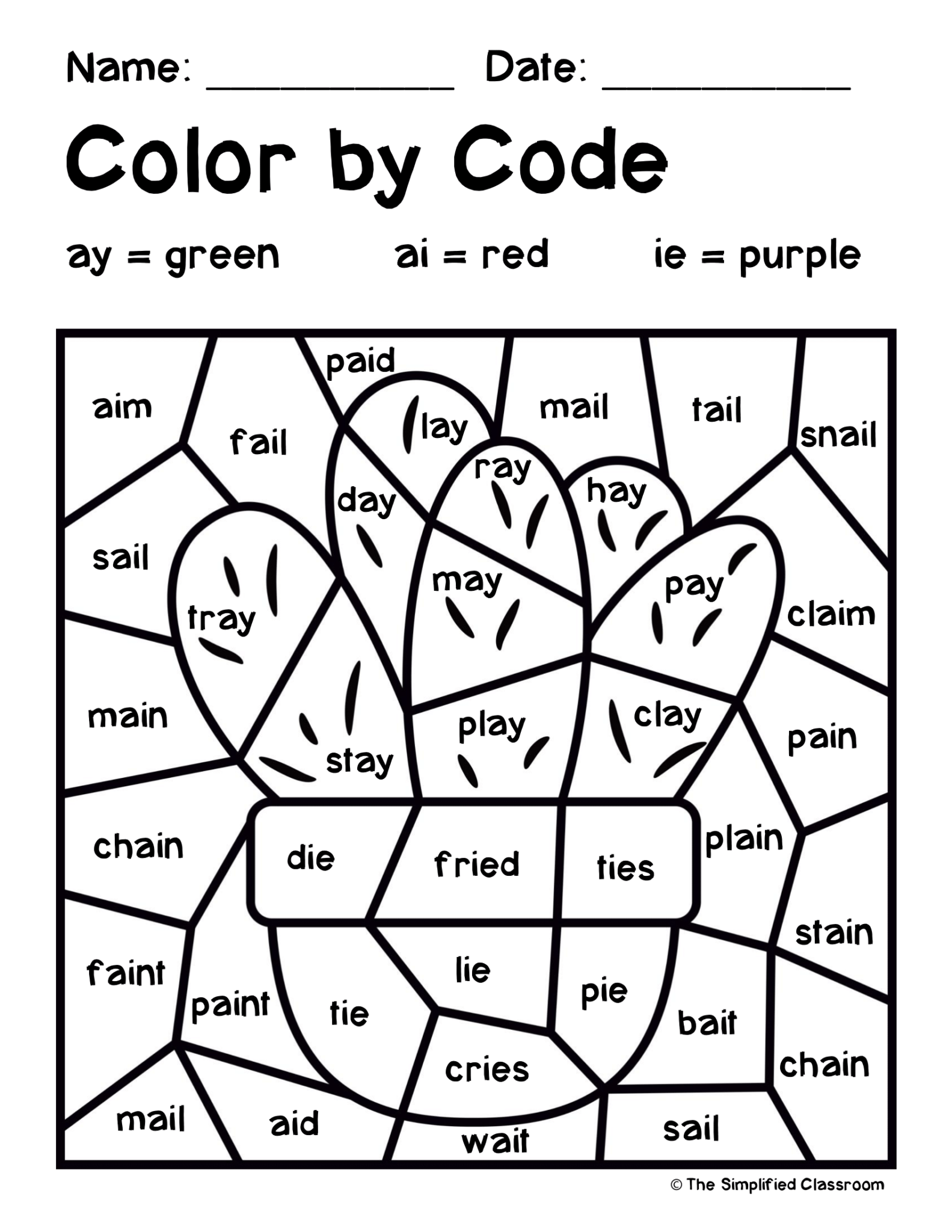Color by Code Coloring Activities Cactus Cacti Vowel Teams - The ...