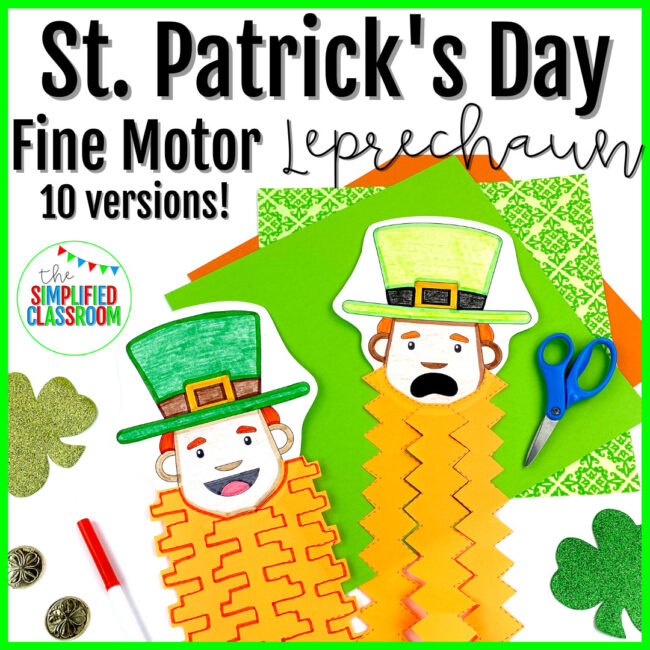 St Patricks Day Leprechaun Fine Motor Tracing and Cutting Activity ...
