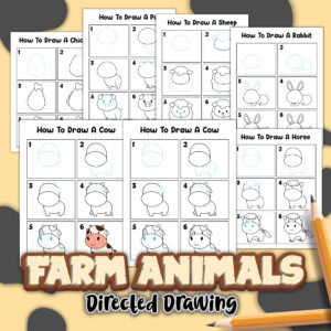 Farm Animals Directed Drawing NO PREP Activity – The Simplified Classroom