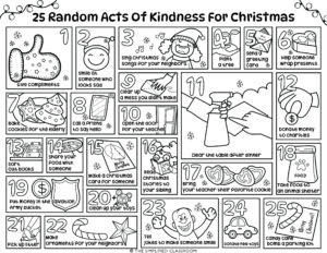 Random Acts of Kindness for Christmas Calendar - The Simplified Classroom