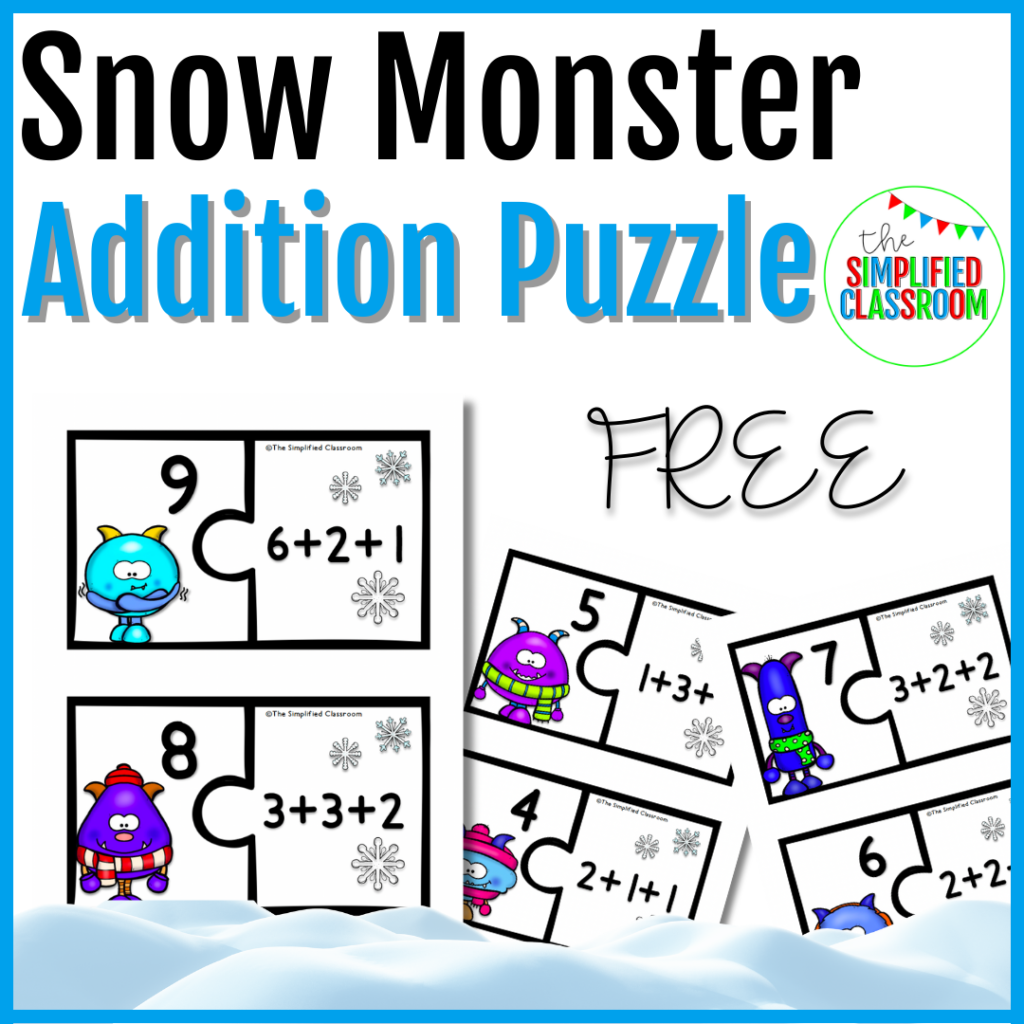 FREE Snow Monster Addition Puzzle Center Activity – The Simplified ... FREE Snow Monster Addition Puzzle Center Activity – The Simplified ...