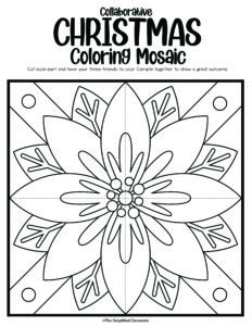 Christmas Mosaic Coloring Collaborative Worksheets - The Simplified ...