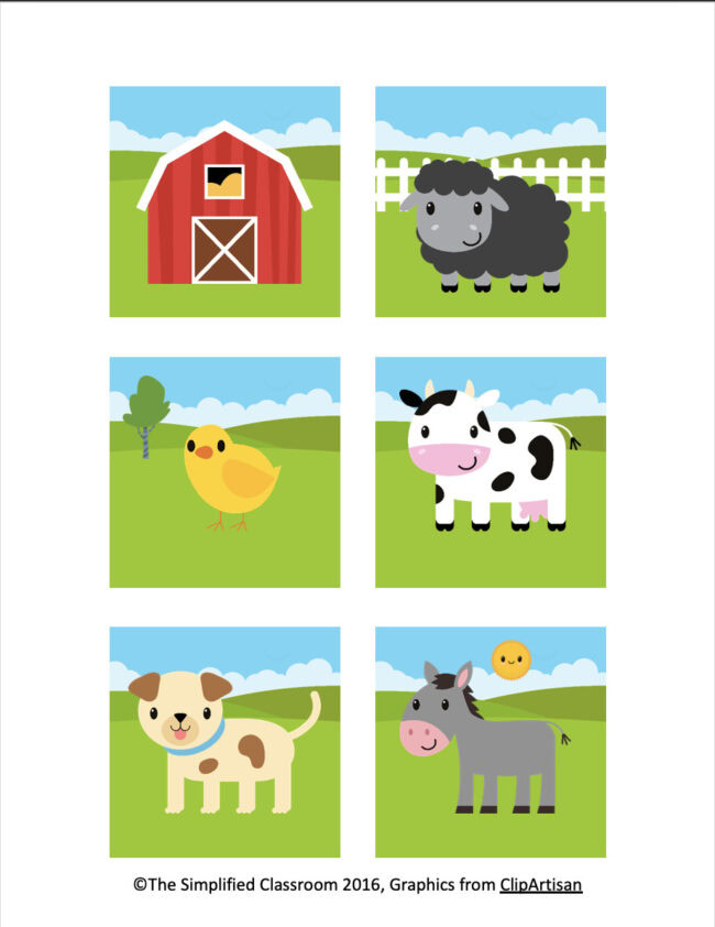 FREE Farm Animal Matching Sentences to Picture Literacy Center - The ...