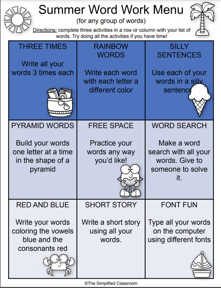 FREE Summer Literacy Activities - The Simplified Classroom