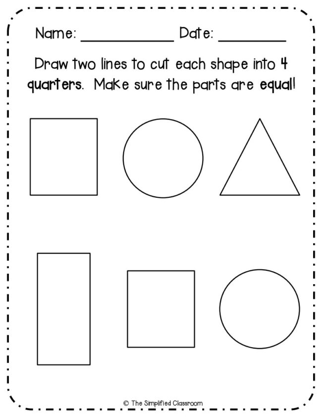First Grade NO PREP Fractions Pack Coloring Matching Sorting Math ...