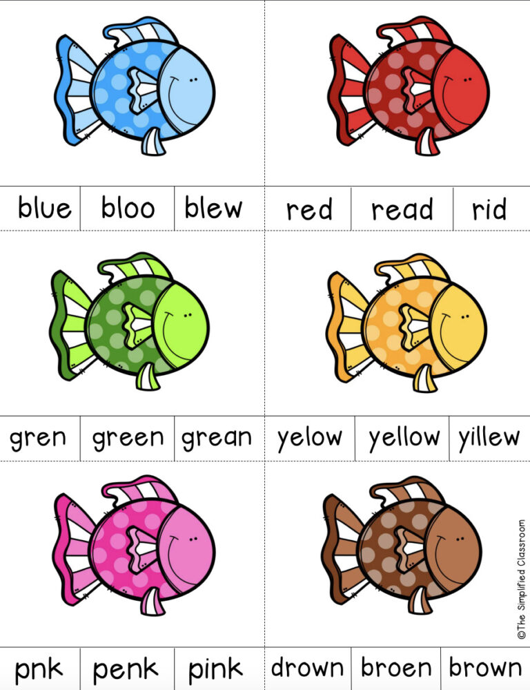 FREE Color Word Clip Cards Literacy Center - The Simplified Classroom