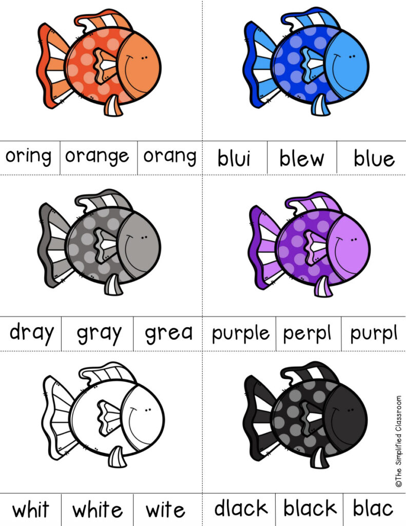 FREE Color Word Clip Cards Literacy Center - The Simplified Classroom