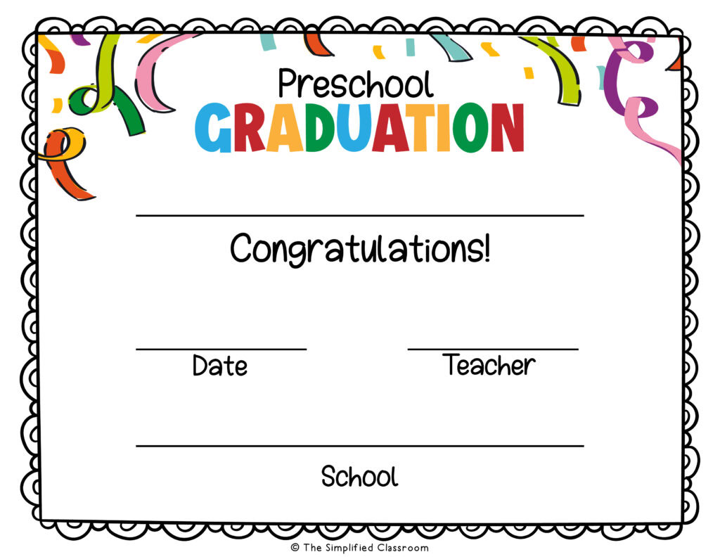 Preschool Graduation Activity Set - The Simplified Classroom