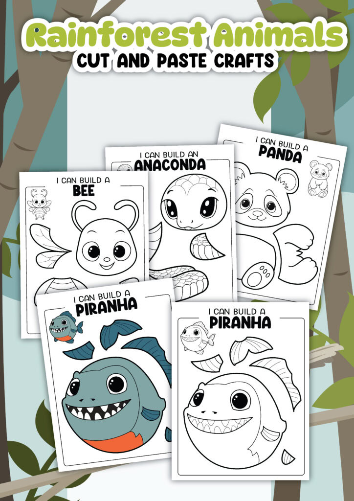 Rainforest Animals Cut and Paste Craft Activity - The Simplified Classroom