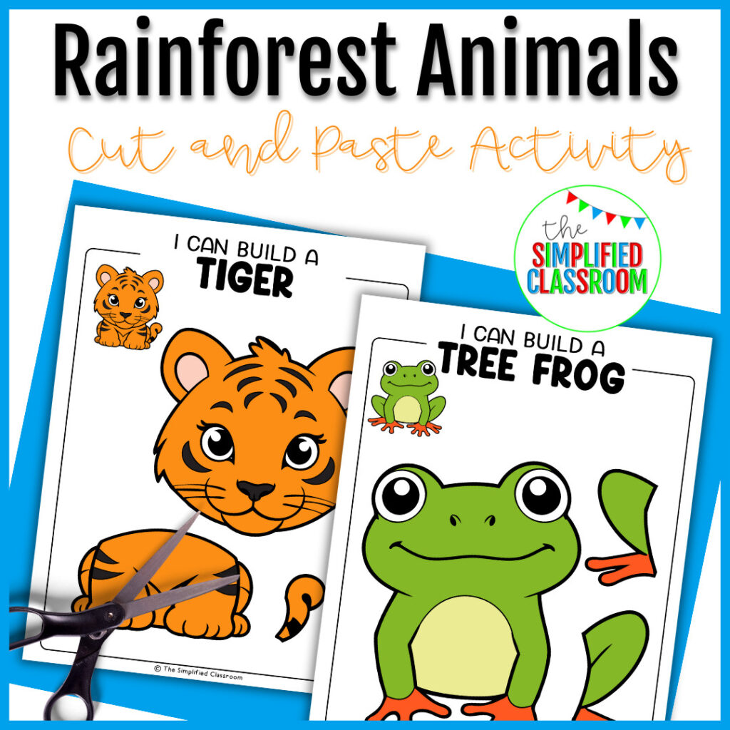 Rainforest Animals Cut and Paste Craft Activity - The Simplified Classroom