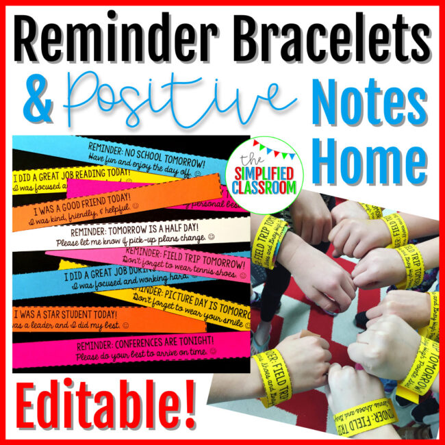EDITABLE Reminder Bracelets and Positive Notes Home - The Simplified ...