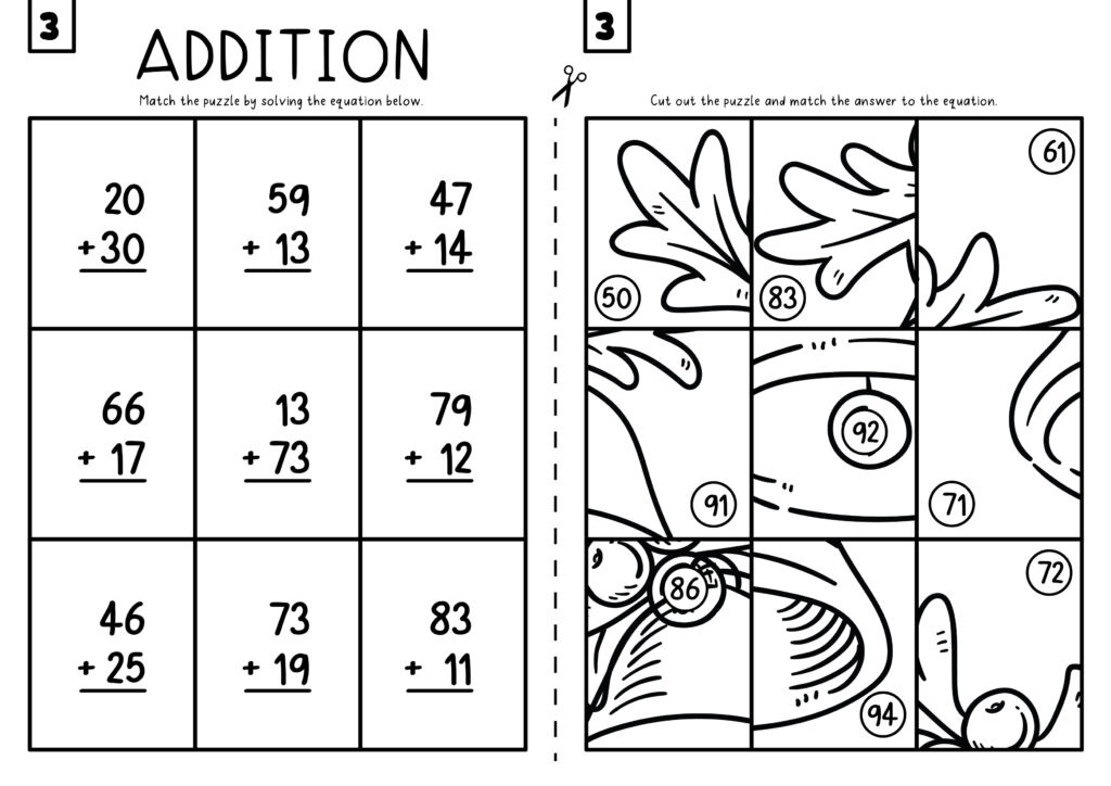 Christmas Mystery Addition Worksheets - The Simplified Classroom