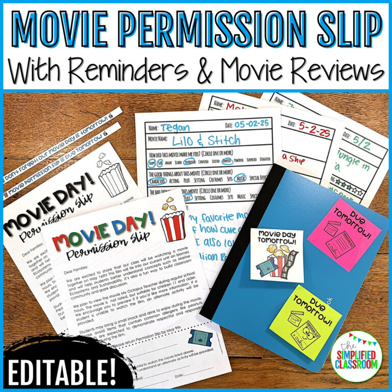 Permission Slip for Movie Editable for G PG PG 13 Movie Review ...