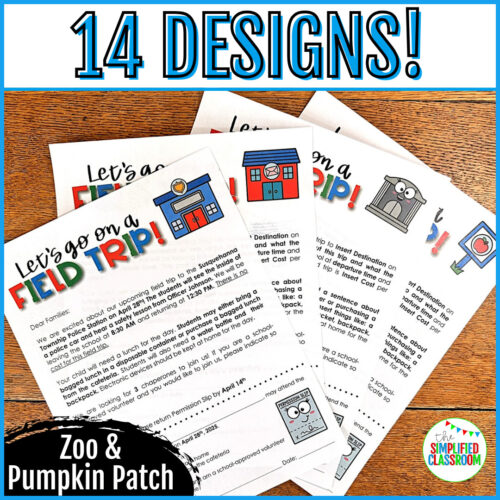Field Trip Permission Slip Editable Zoo Pumpkin Patch Field Trip Letter ...