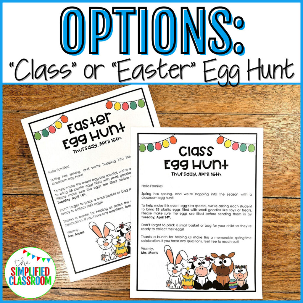 Easter Egg Hunt Letter or Easter Party Letter to Parents Classroom ...