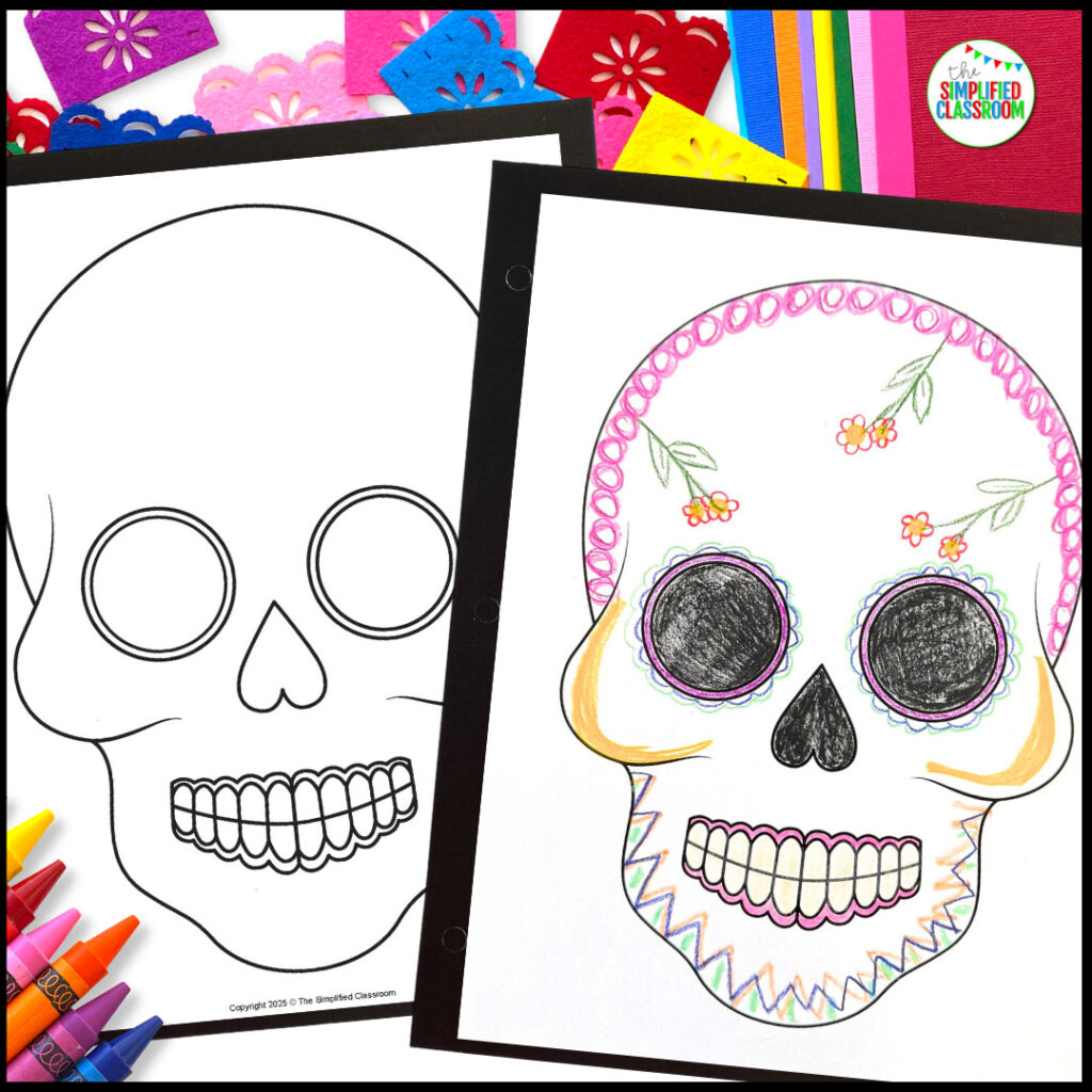 Printable Sugar Skull Coloring Pages for Kids Day of the Dead Activity ...