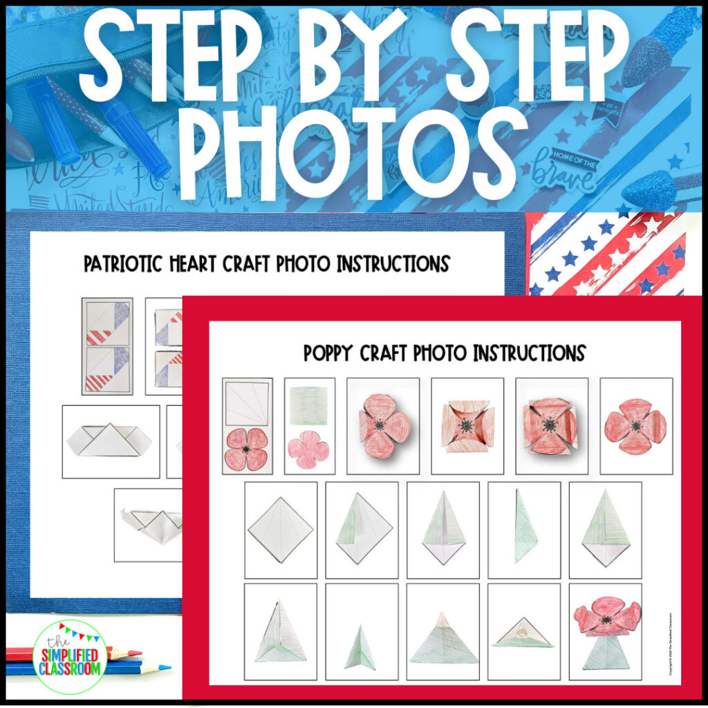 Veterans Day Poppies Craft Poppy Template & Flag Heart Craft or Cards ...