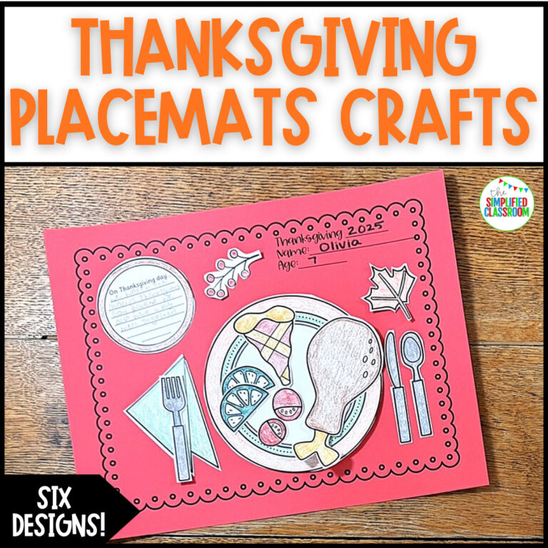 Thanksgiving Placemats Craft I Am Thankful Printable Gratitude Activity ...