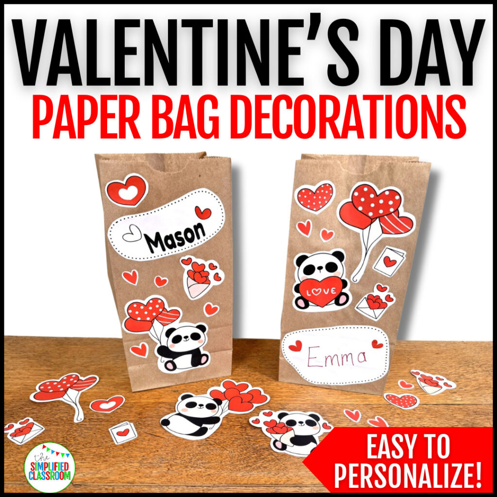 Panda Valentine’s Day Bag Cute Classroom Valentine Craft - The ...