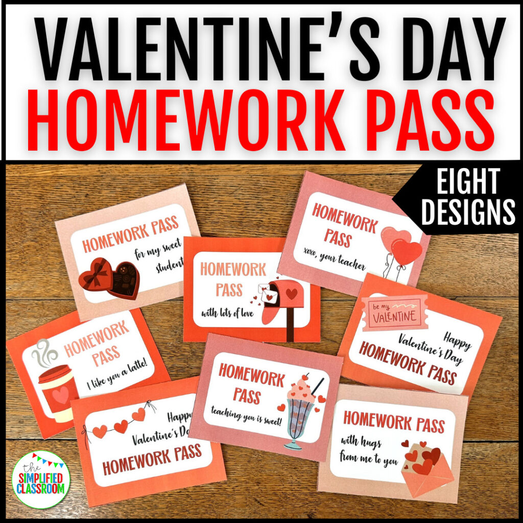 Valentine’s Day Homework Pass Candy-Free Classroom Reward - The ...
