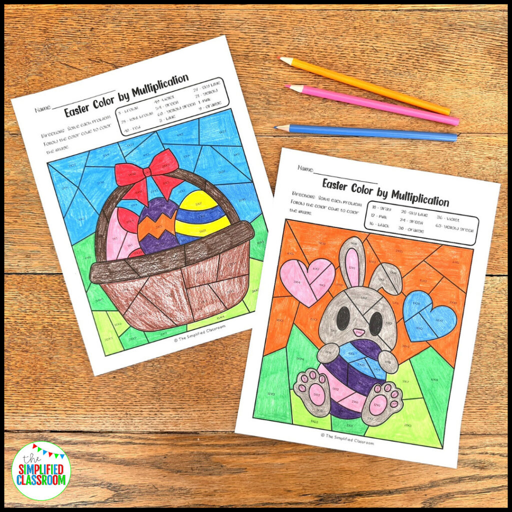 Easter Multiplication Color by Number – Easter Math Color by Code for ...