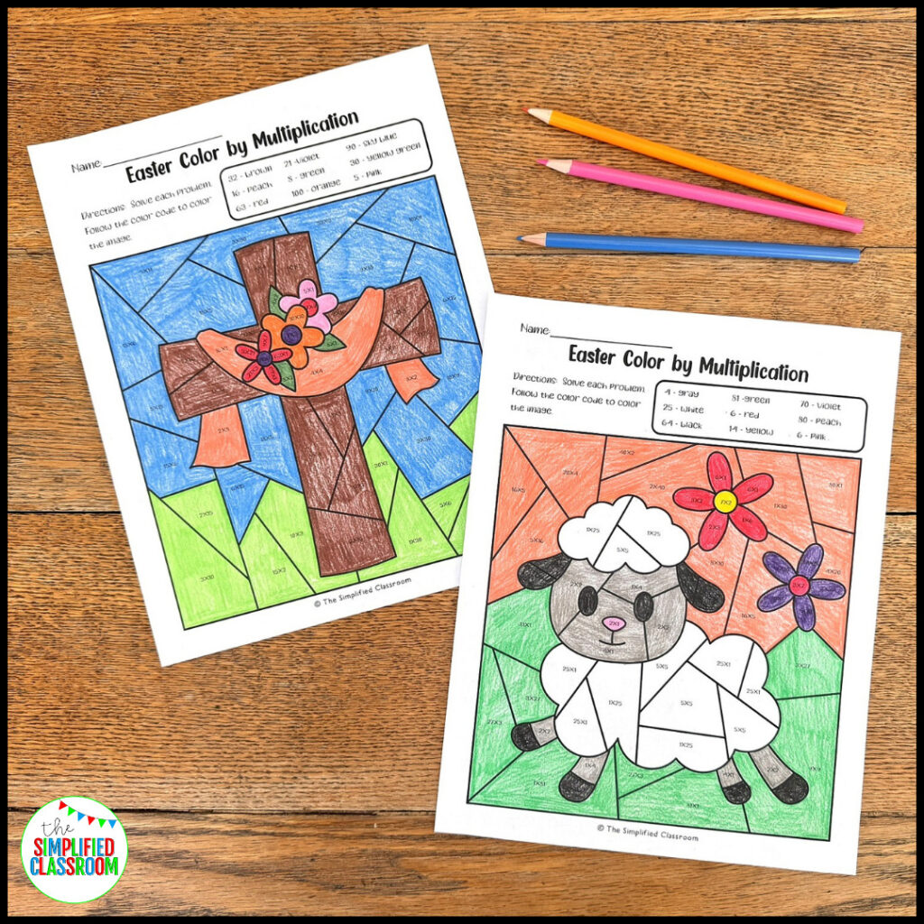 Easter Multiplication Color by Number – Easter Math Color by Code for ...