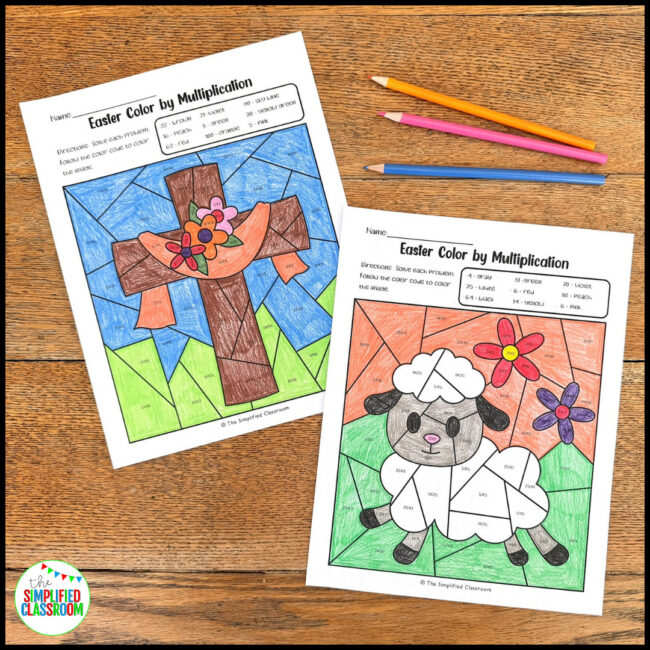Easter Multiplication Color by Number – Easter Math Color by Code for ...