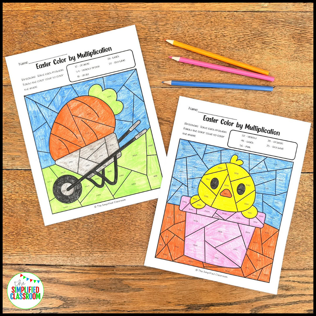 Easter Multiplication Color by Number – Easter Math Color by Code for ...